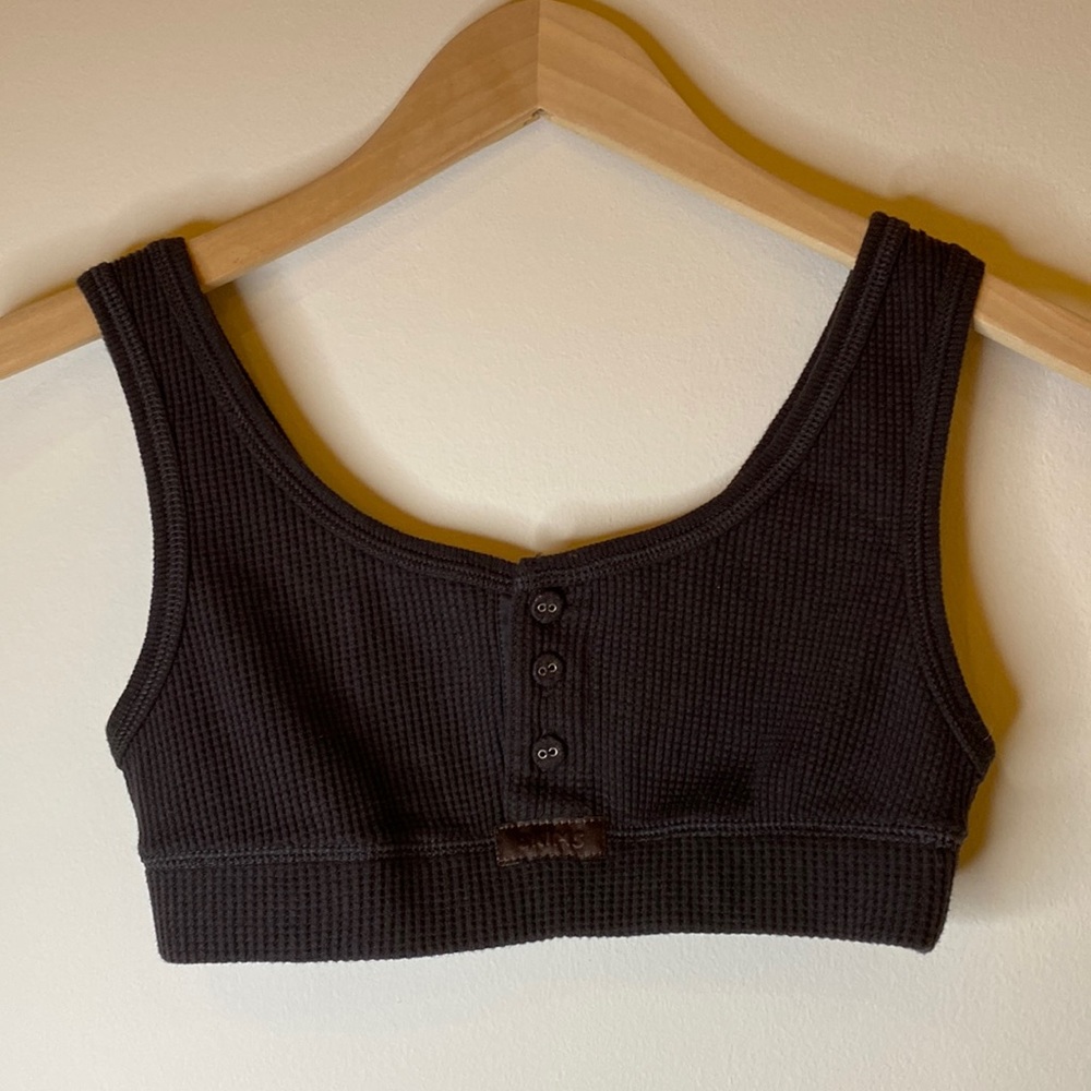 Skims Waffle Scoop Bra With Buttons In Brown - Gem